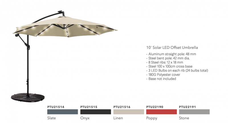 Solar LED offset umbrella 10′