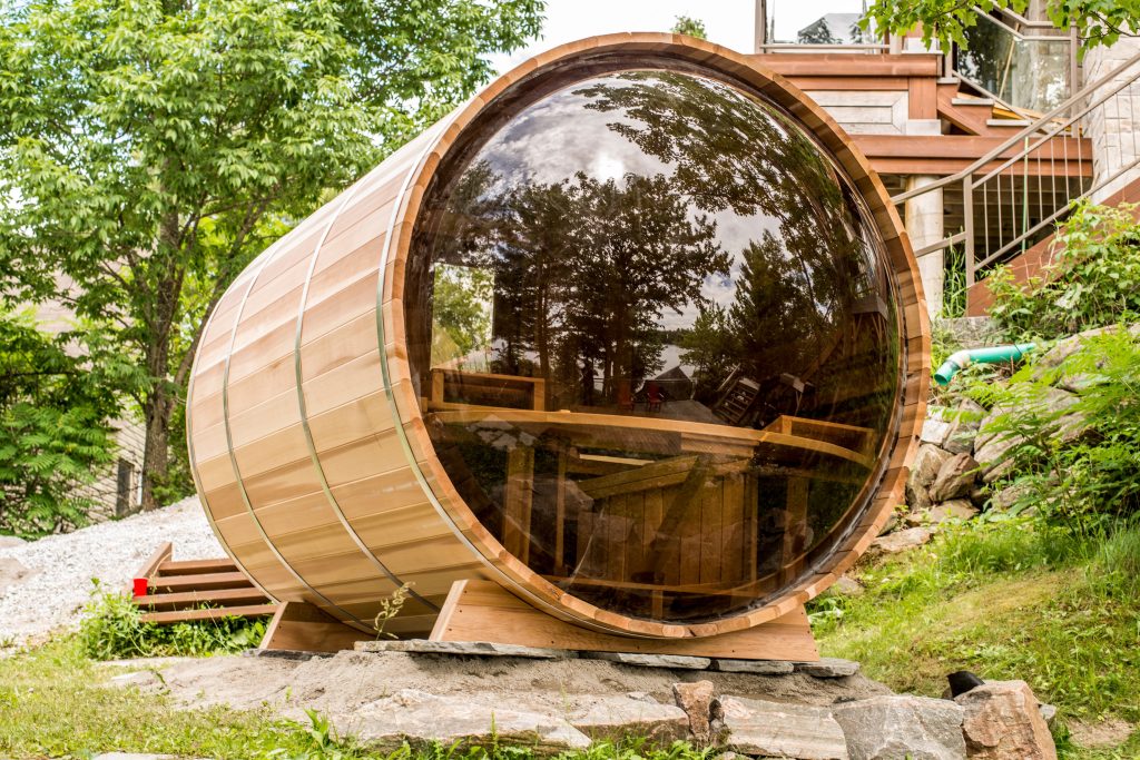 Home / Our Products / Saunas / Panoramic View Cedar Barrel Saunas